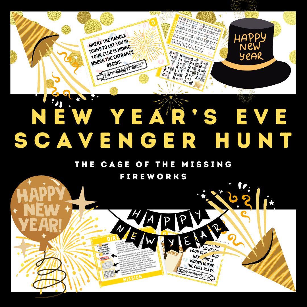 New Year's Eve Scavenger Hunt for Kids; Printable Puzzle Game, Indoor ...