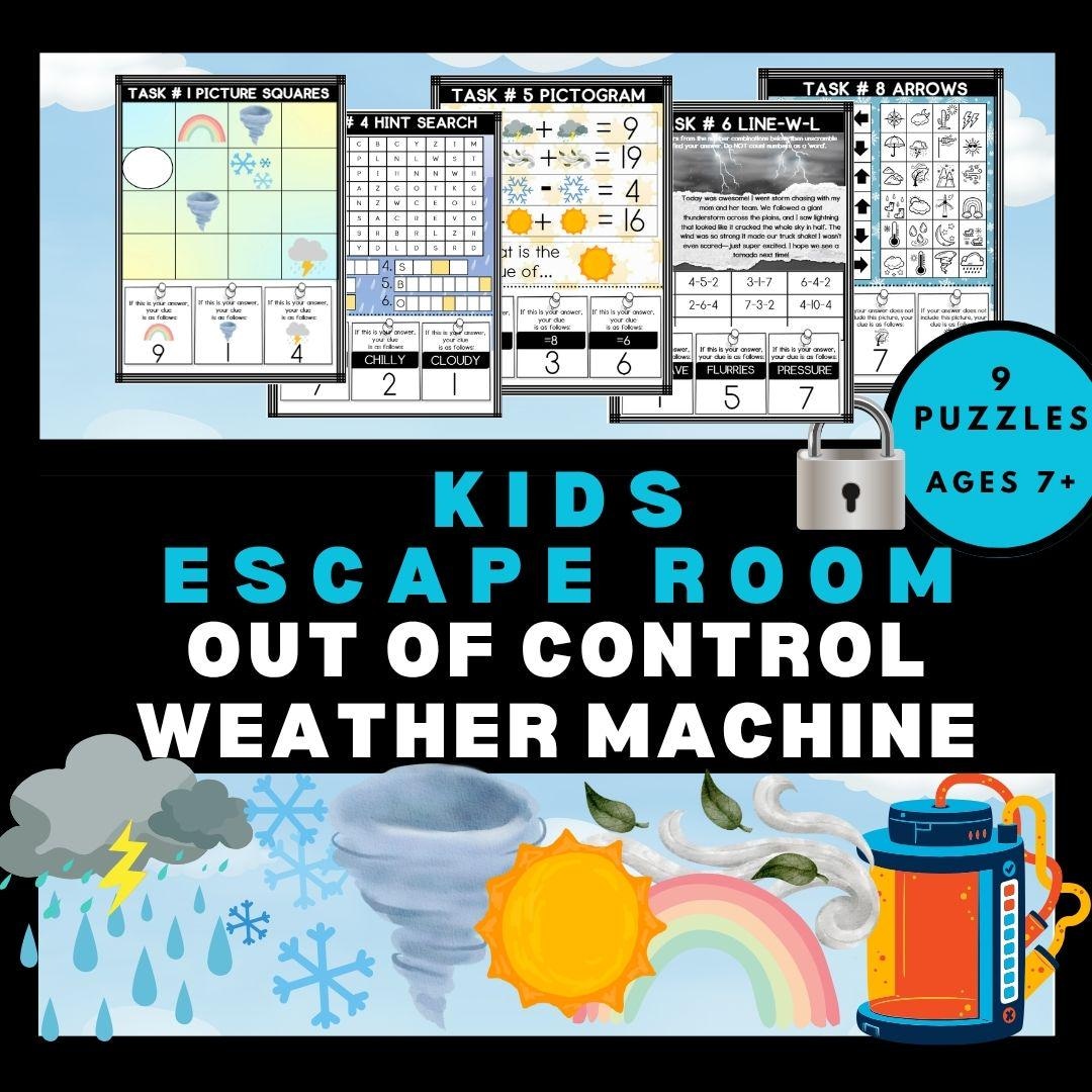 Weather Machine Escape Room for Kids: Tornado Printable Puzzle Game ...