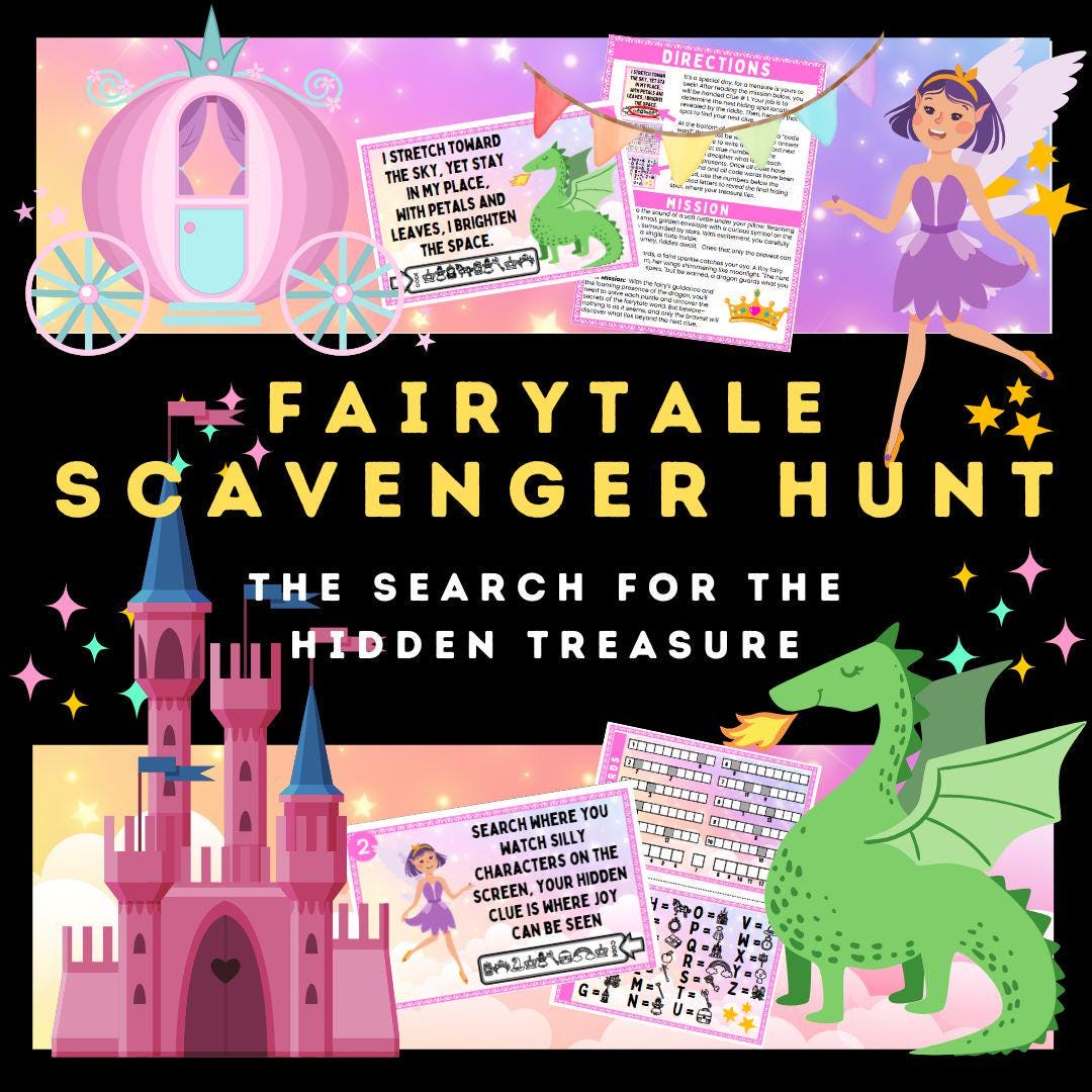 Fairytale Scavenger Hunt for Kids; Printable Puzzle Game, Indoor ...
