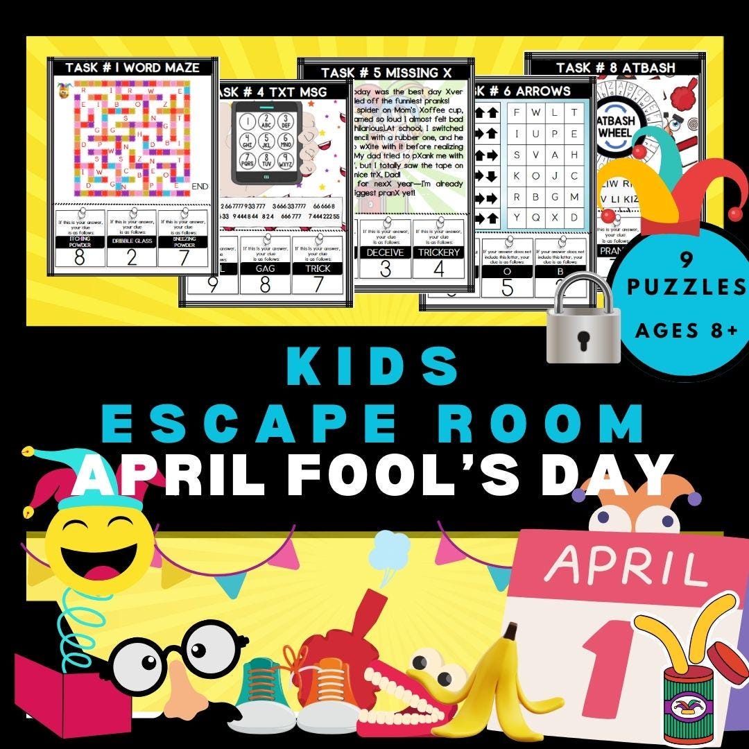 April Fool's Day Escape Room for Kids - Printable Party Game – Escape ...