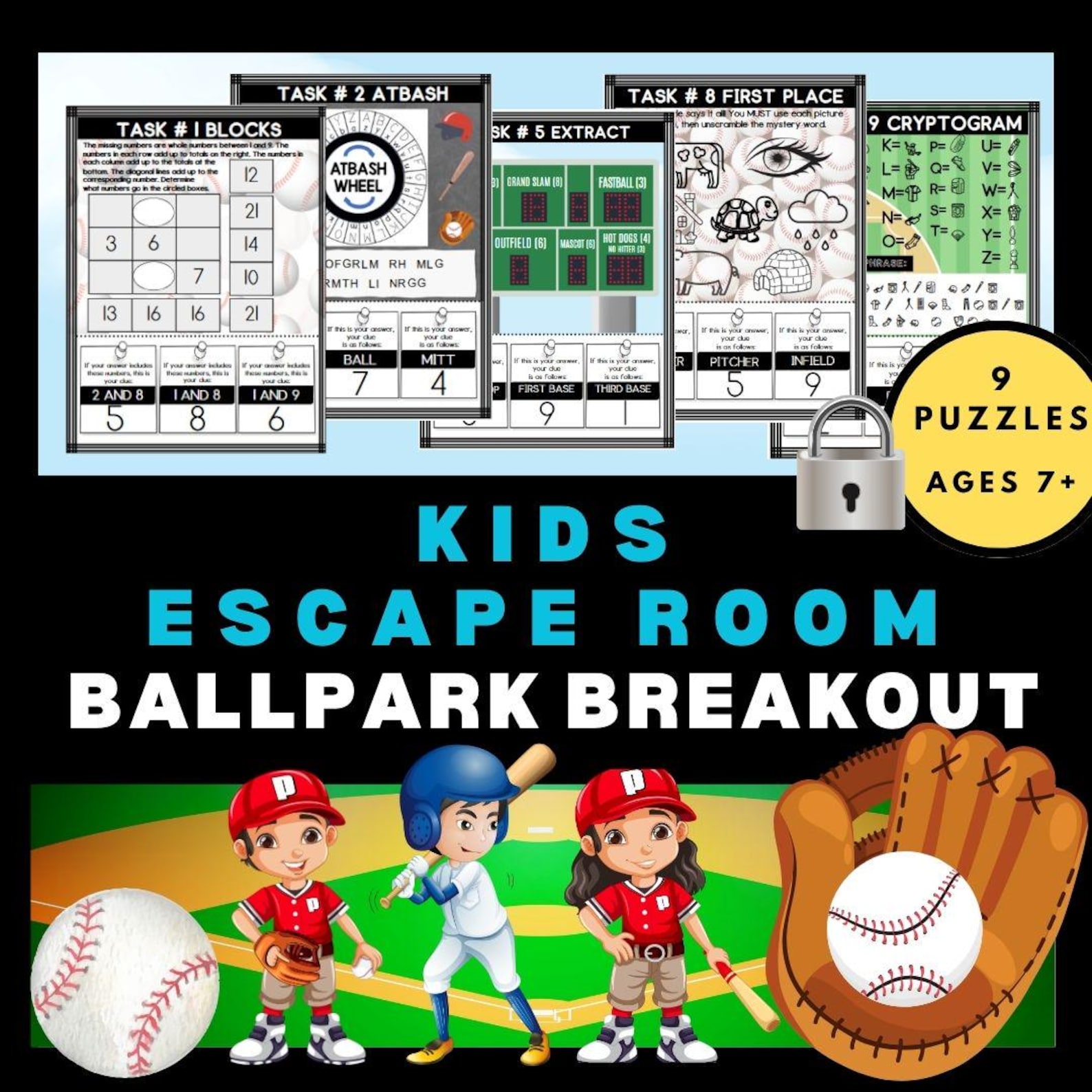 Baseball Escape Room Kit: Ballpark Breakout, Kids Party Game (printable ...