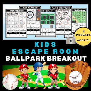 Baseball Escape Room Kit: Ballpark Breakout, Kids Party Game (printable ...