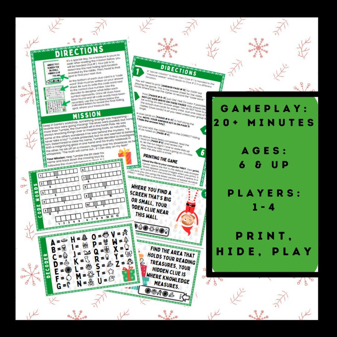 Elf Christmas Scavenger Hunt: Tumble's Missing Toys (printable Puzzle ...