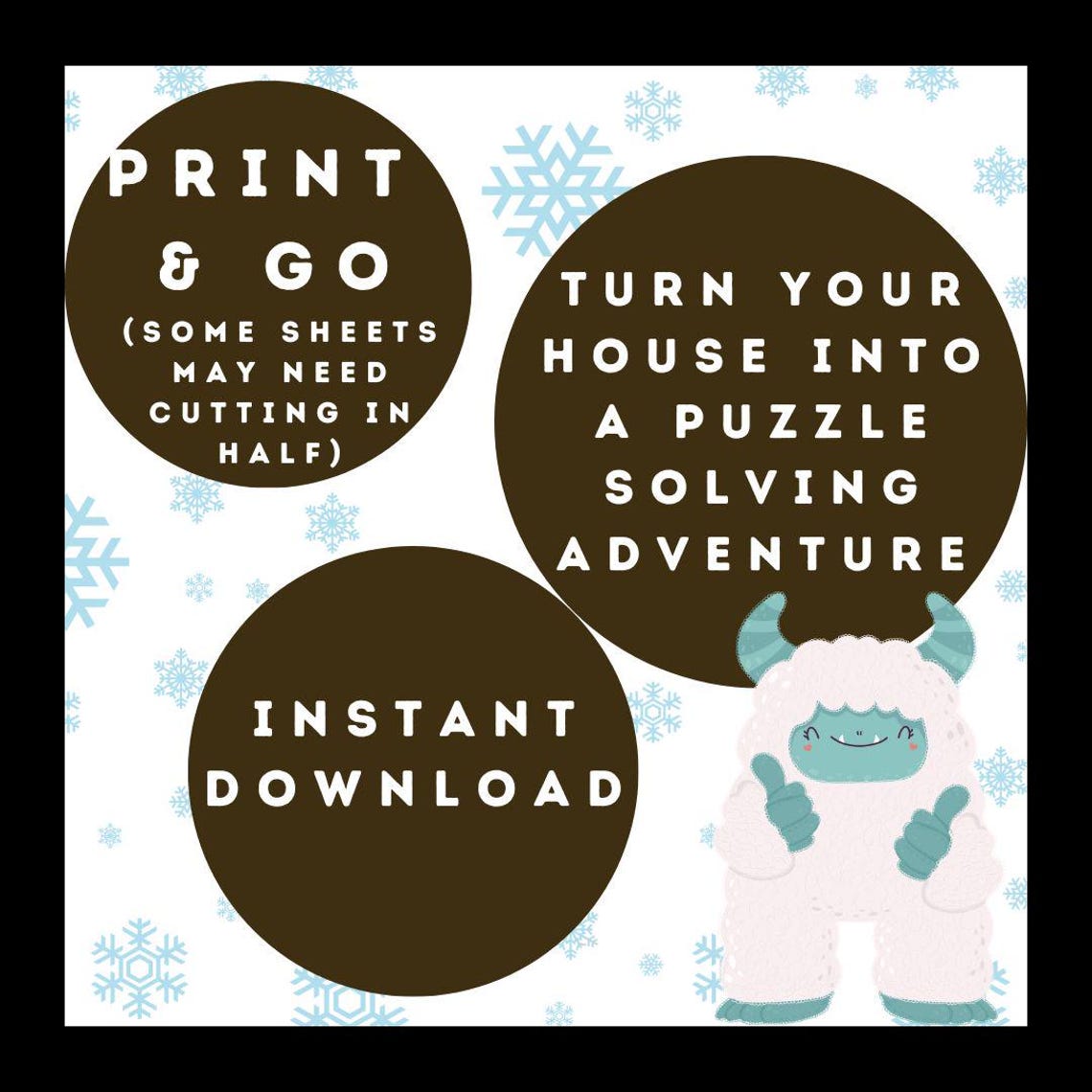 Yeti Winter Christmas Scavenger Hunt for Kids; Printable Puzzle Game ...