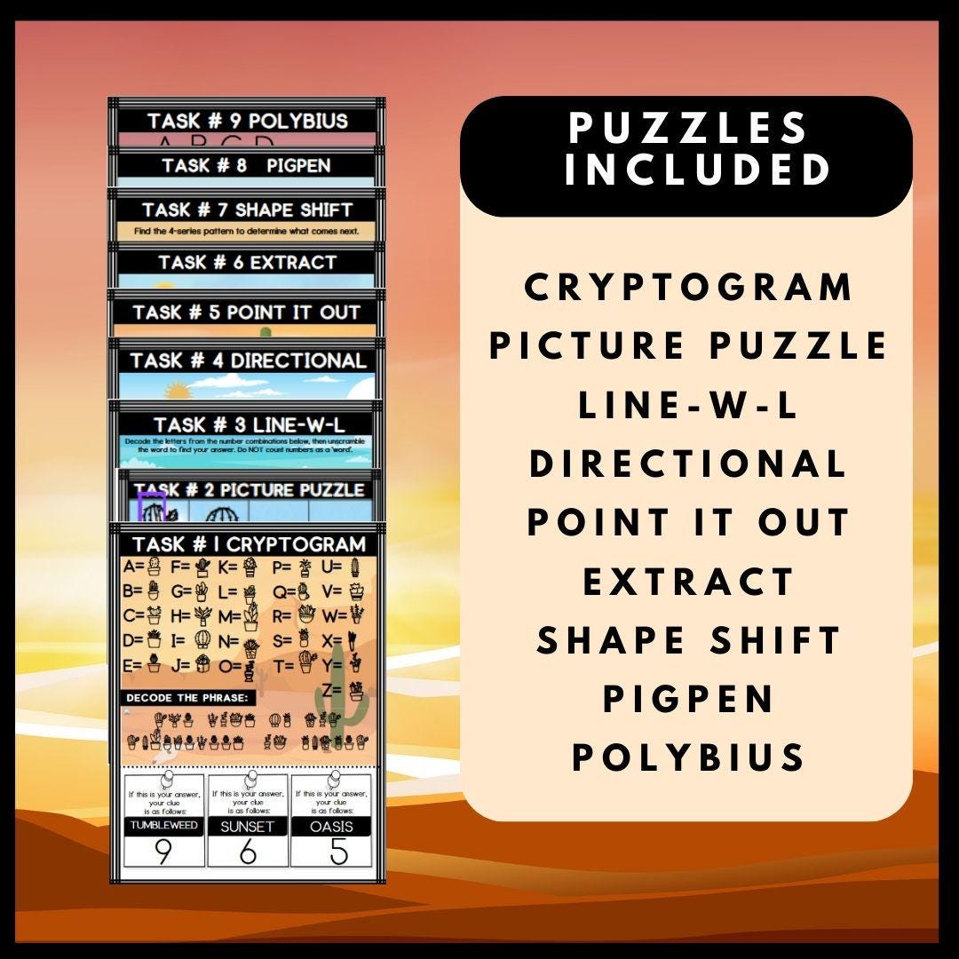 Desert Escape Room for Kids: Printable Oasis Puzzle Game (PDF) - Etsy