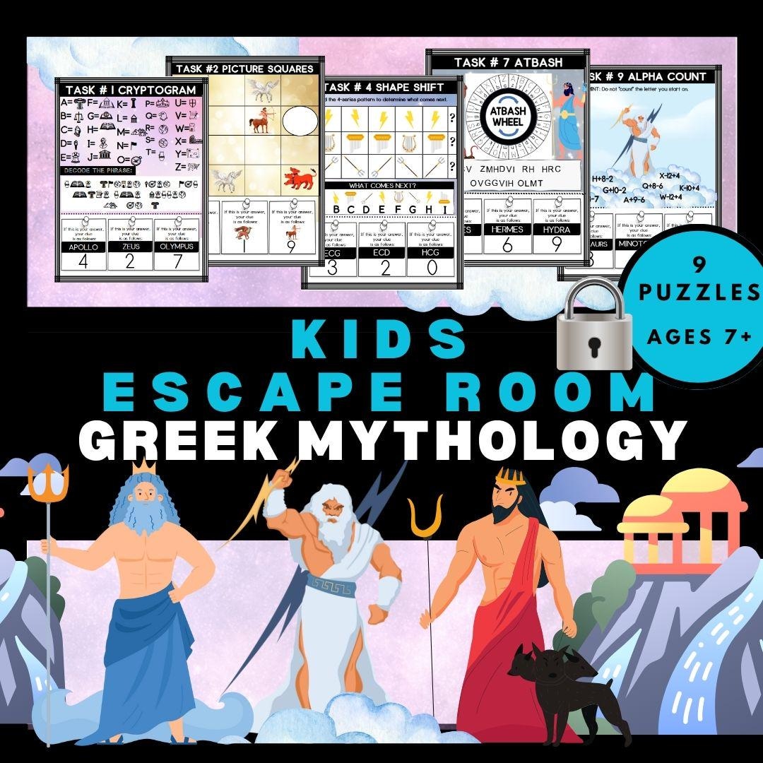 Greek Mythology Escape Room Kit: Kids Printable Puzzle Game (PDF ...