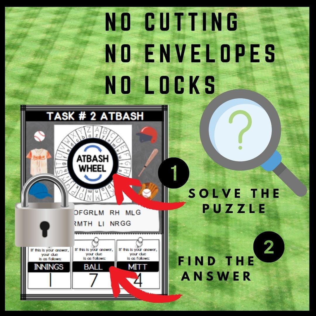Baseball Escape Room Kit: Ballpark Breakout, Kids Party Game (printable ...