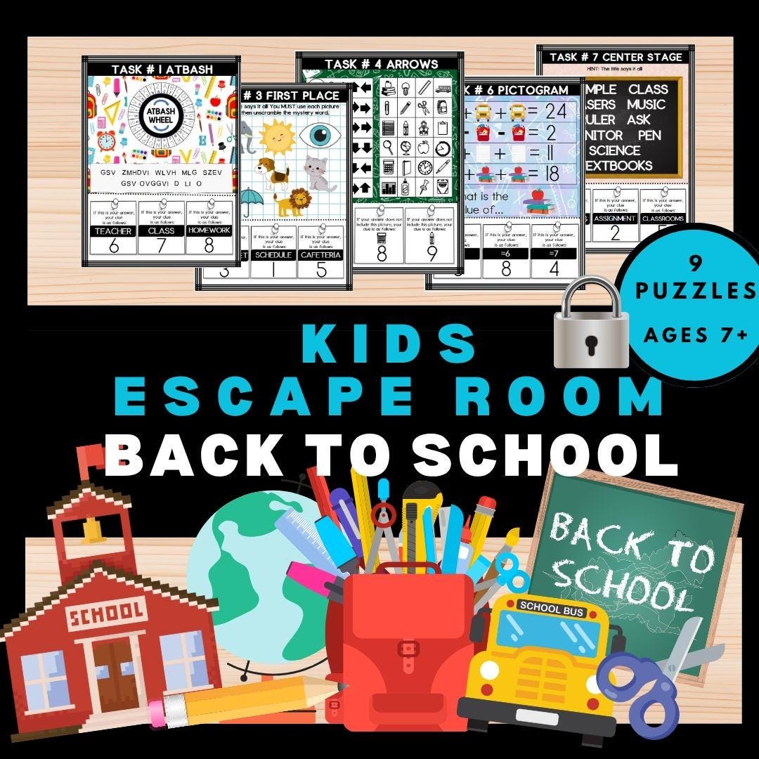 Back to School Escape Room Kit: Printable Classroom Puzzle Game (PDF ...