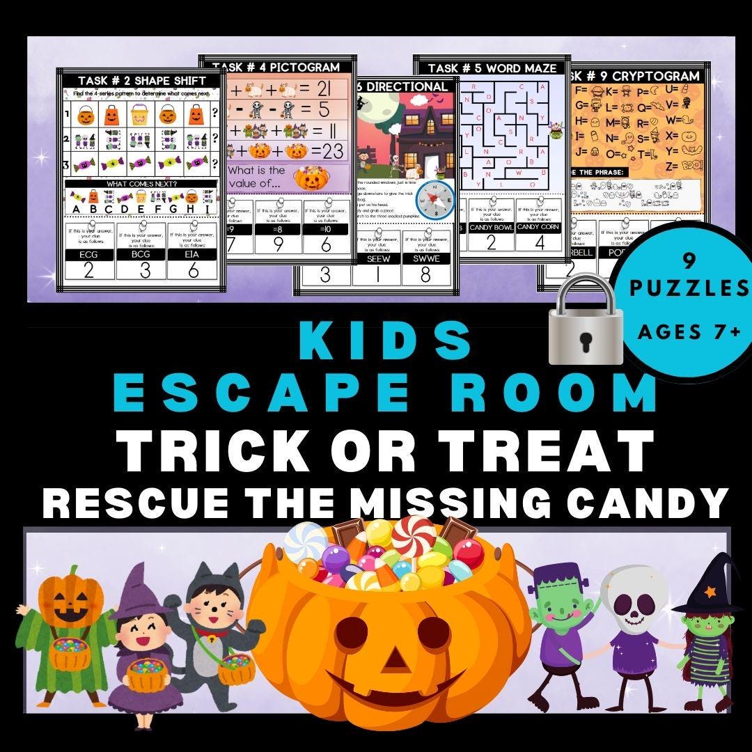 Halloween Escape Room Kit: Trick or Treat Puzzle Game (PDF Download - Etsy