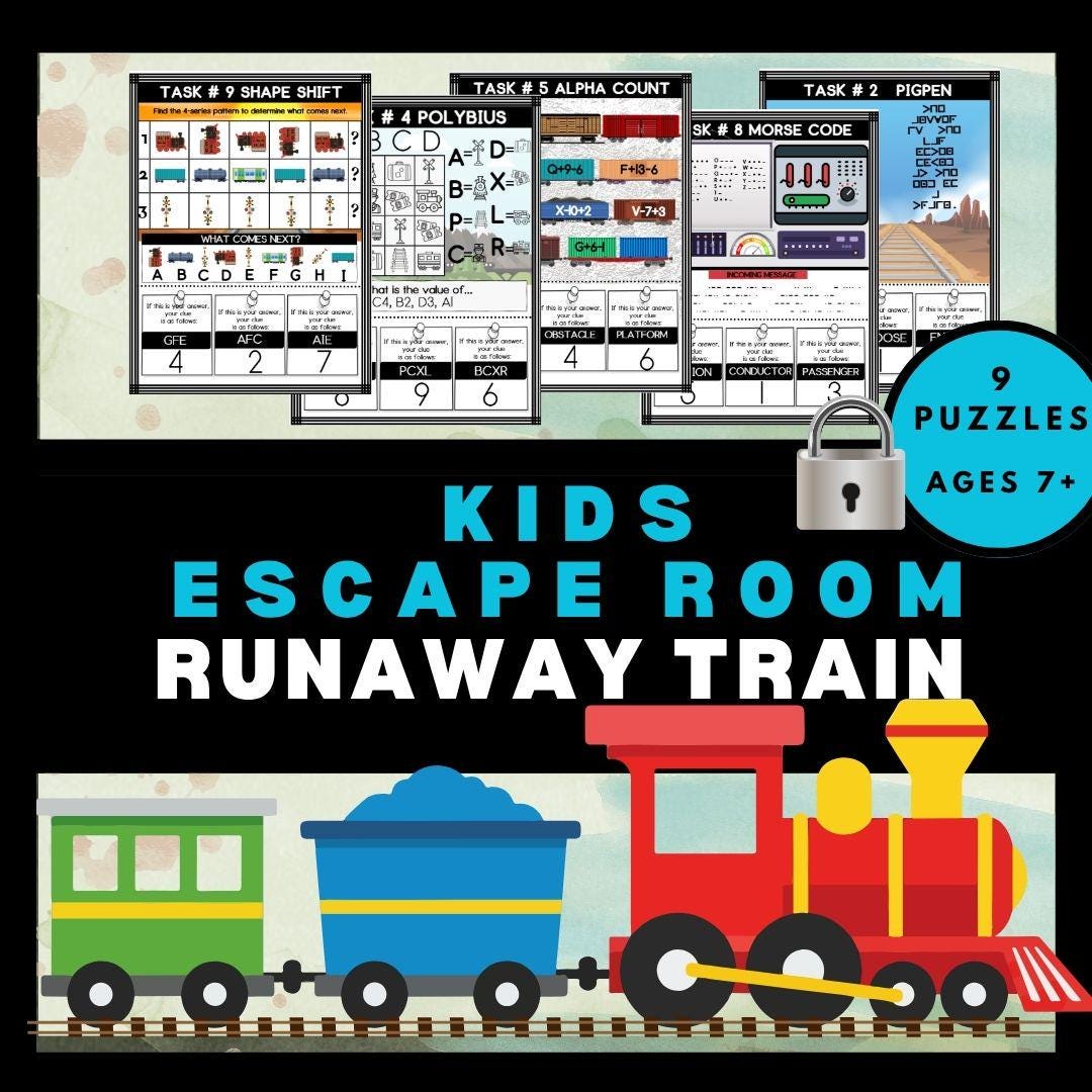 Runaway Train Escape Room for Kids: Railroad Printable Puzzle Game (PDF ...