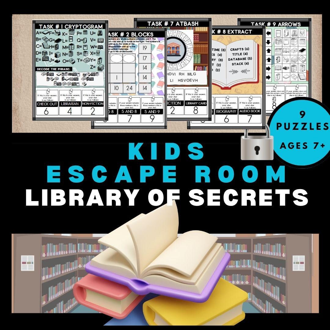 Library Escape Room for Kids: Bookstore Printable Puzzle Game (PDF ...