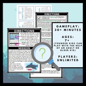 Shark Escape Room for Kids: Printable Puzzle Game (PDF Download) - Etsy