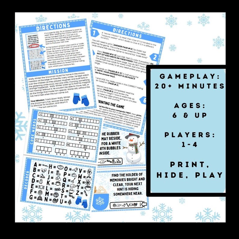 Christmas Scavenger Hunt: Snowman's Hat Puzzle Game (printable) - Etsy