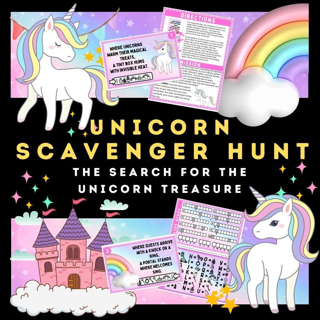 Unicorn Scavenger Hunt for Kids; Printable Puzzle Game, Indoor ...