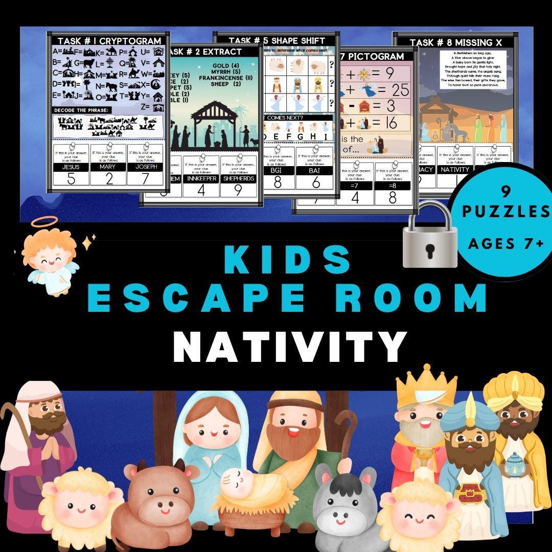 Nativity Escape Room for Kids: Christmas Printable Puzzle Game (PDF ...