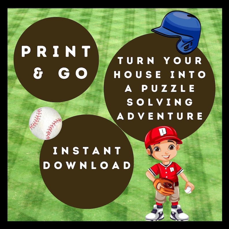 Baseball Escape Room Kit: Ballpark Breakout, Kids Party Game (printable ...