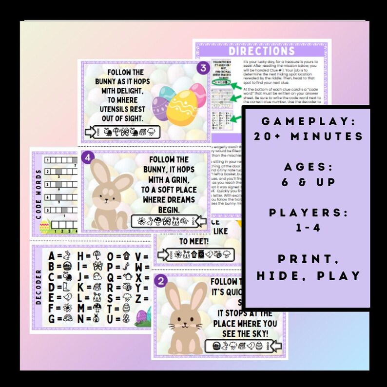 Easter Scavenger Hunt for Kids; Printable Puzzle Game, Indoor Scavenger ...
