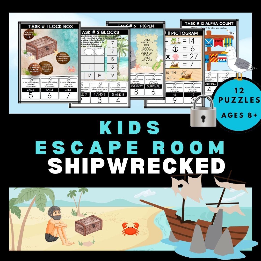 Shipwrecked Escape Room for Kids: Deserted Island Printable Puzzles ...