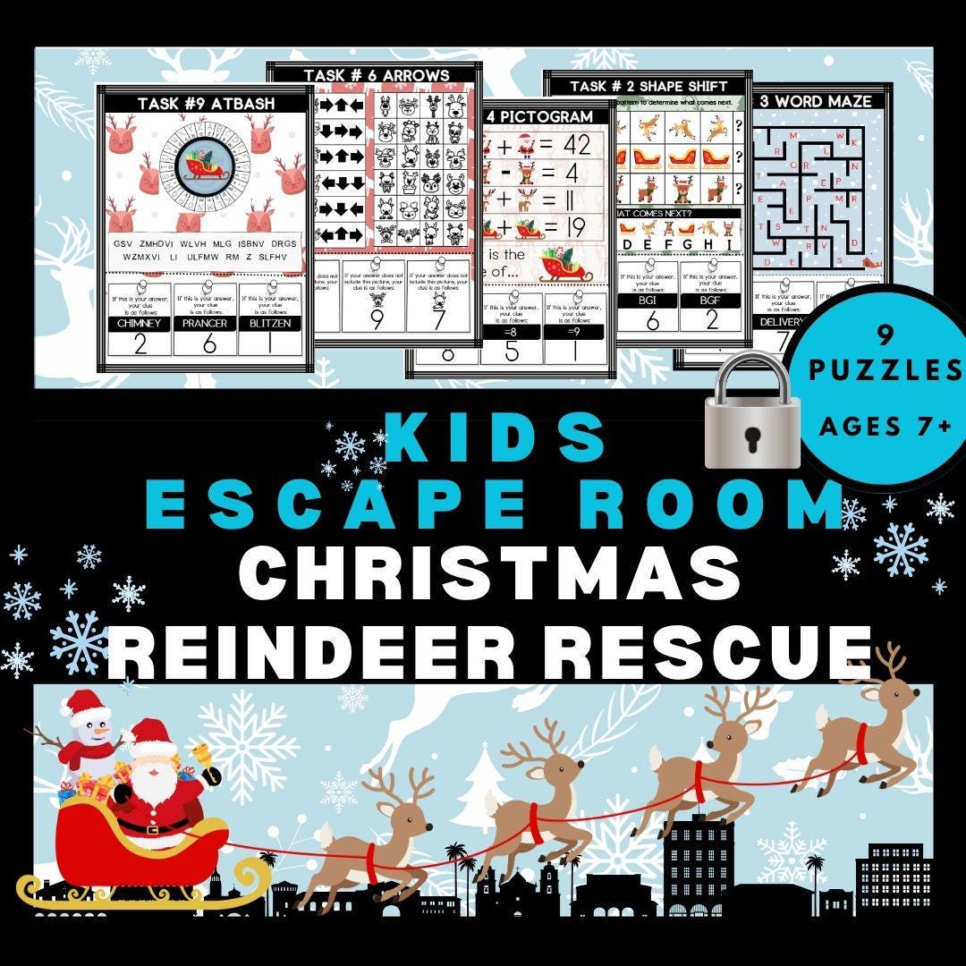 Christmas Escape Room Kit: Reindeer Rescue Puzzle Game (PDF Download ...