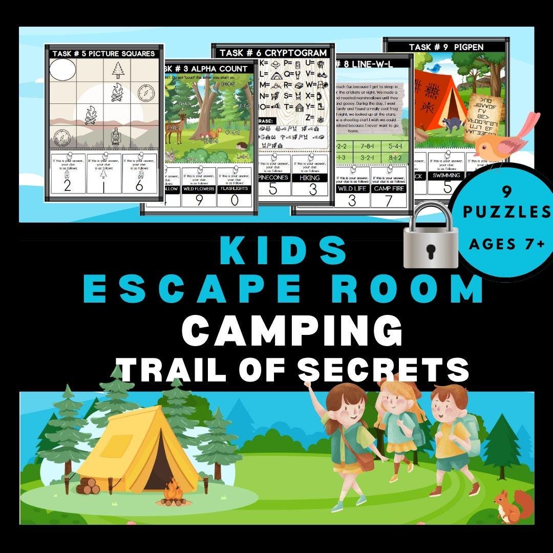 Camping Escape Room for Kids: Hiking Puzzle Game (printable) - Etsy