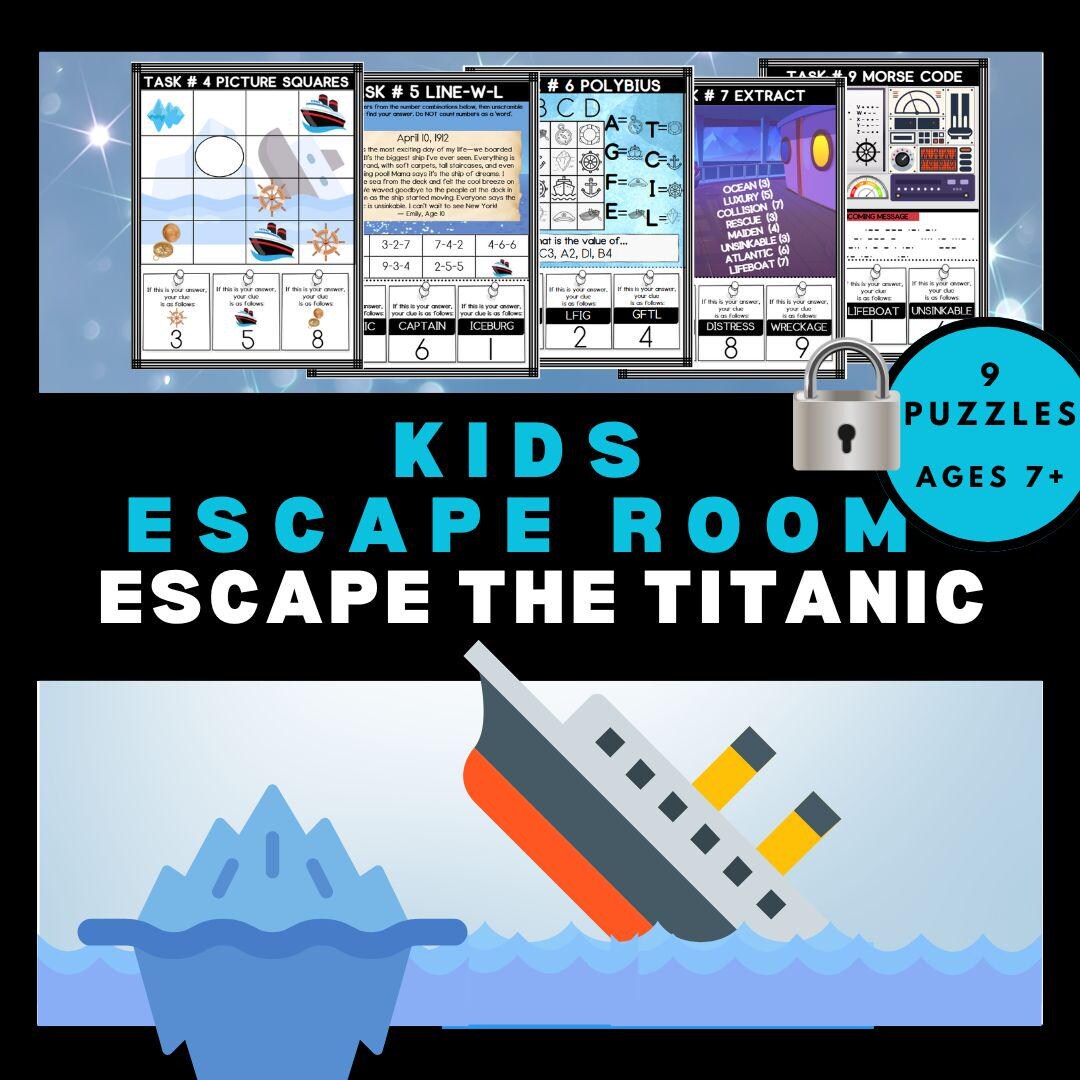 Titanic Escape Room for Kids: Ship Disaster Printable Puzzle Game (PDF ...