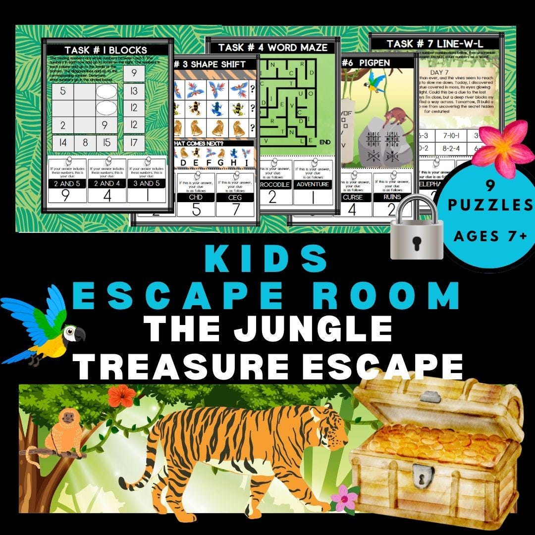 Escape Room for Kids - Printable Party Game – Jungle Treasure Escape ...