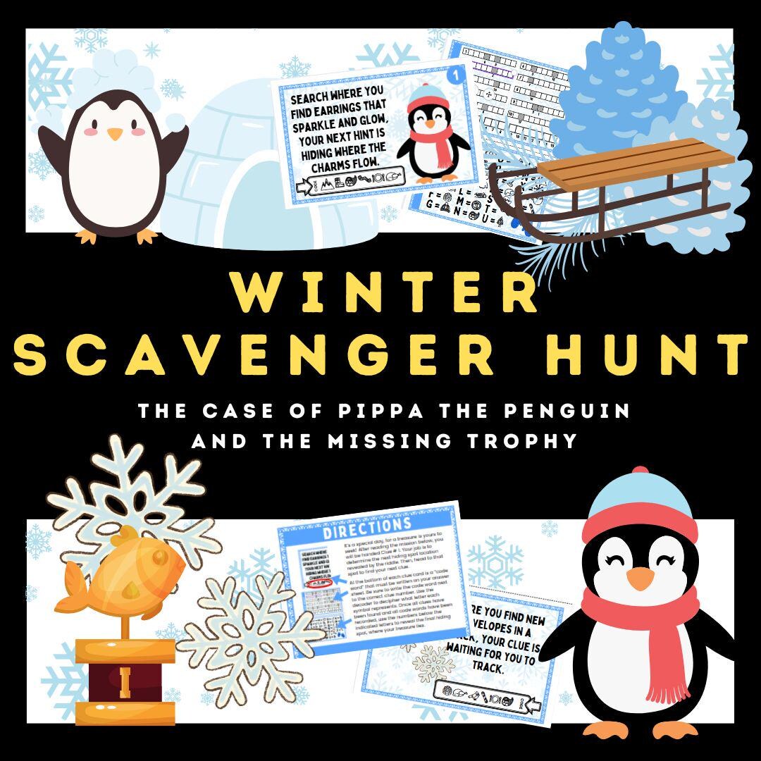 Christmas Scavenger Hunt, Pippa the Penguin Puzzle Game (printable PDF ...