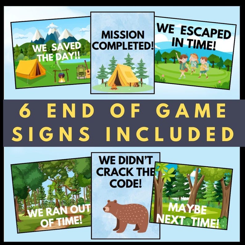 Camping Escape Room for Kids -hiking Printable Party Game – the Great ...