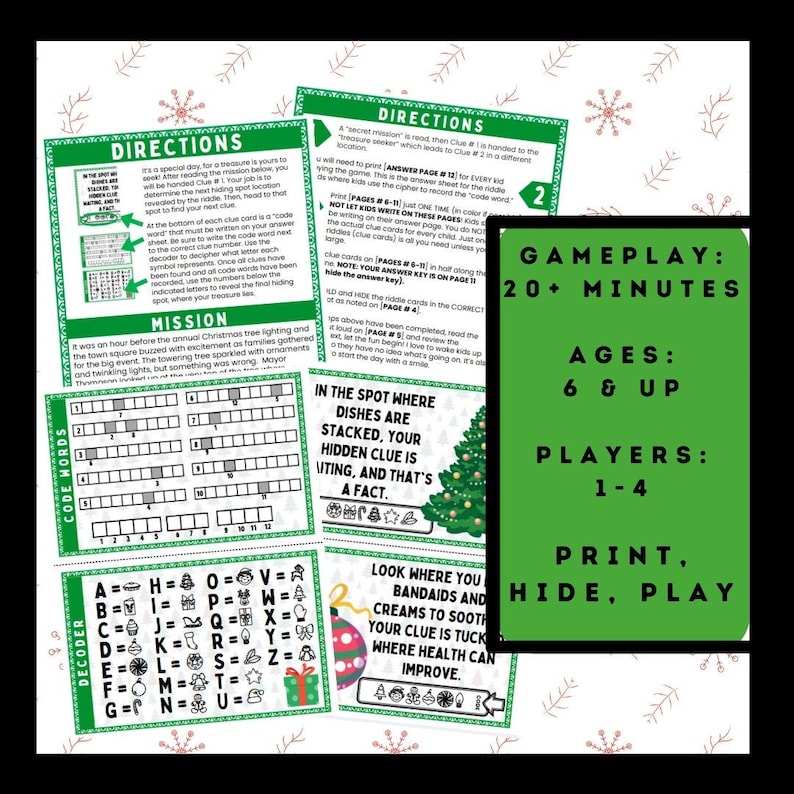 Christmas Tree Scavenger Hunt for Kids; Printable Puzzle Game, Indoor ...