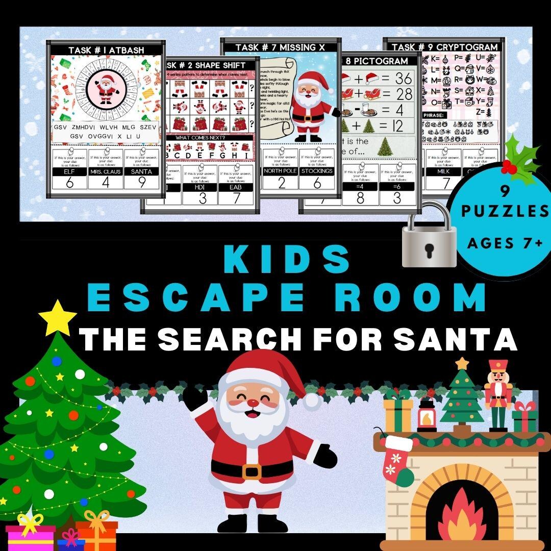 Santa Escape Room for Kids: Christmas Printable Puzzle Game (PDF ...
