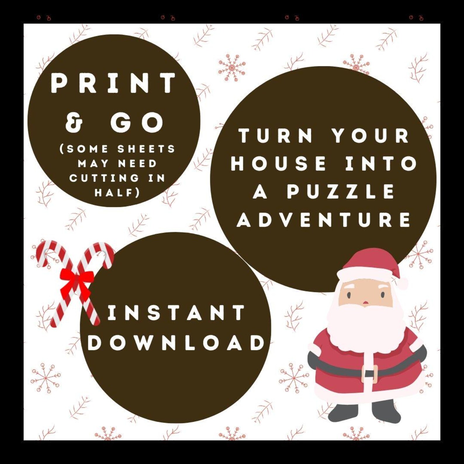 Santa Christmas Scavenger Hunt for Kids; Printable Puzzle Game, Indoor ...