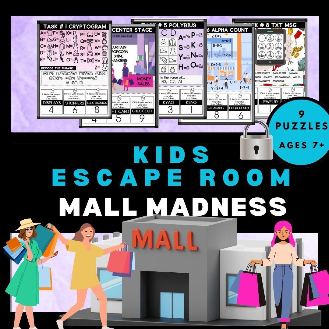 Mall Escape Room for Kids: Shopping Printable Puzzle Game (PDF Download ...