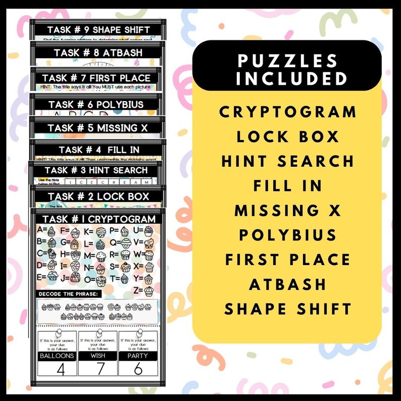 Birthday Escape Room Kit: Printable Puzzle Game for Kids (PDF Download ...