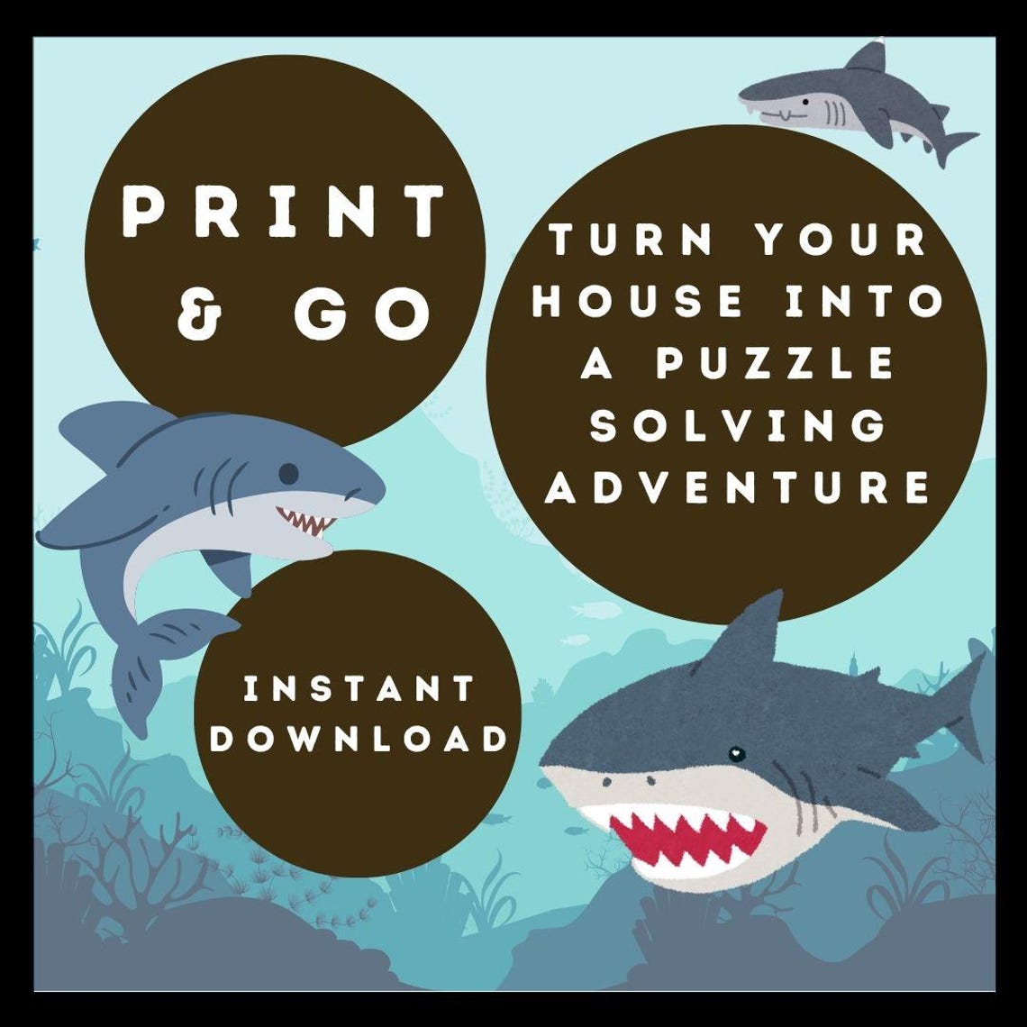 Shark Escape Room for Kids: Printable Puzzle Game (PDF Download) - Etsy