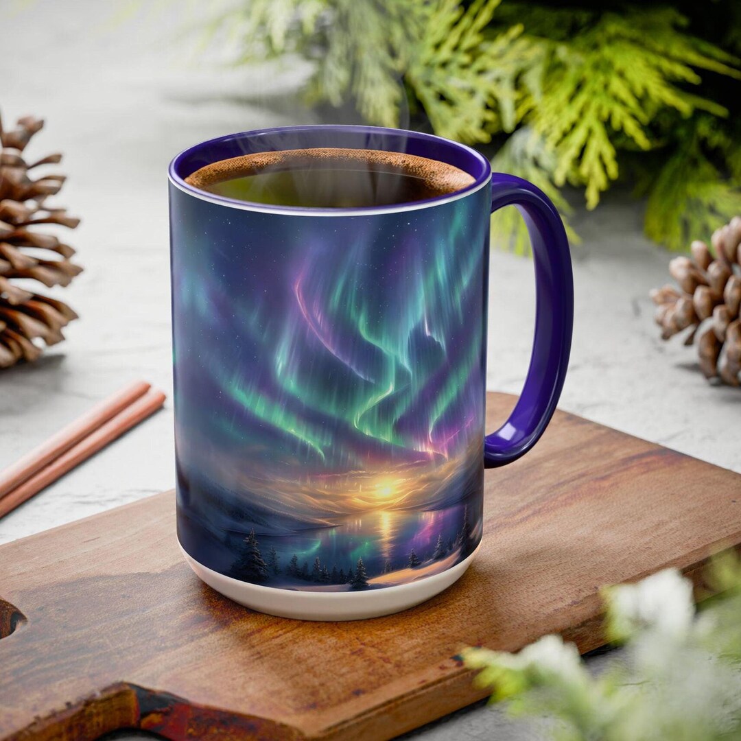 Northern Lights Mug - Colorful Coffee Cup for Nature Lovers, Great for ...