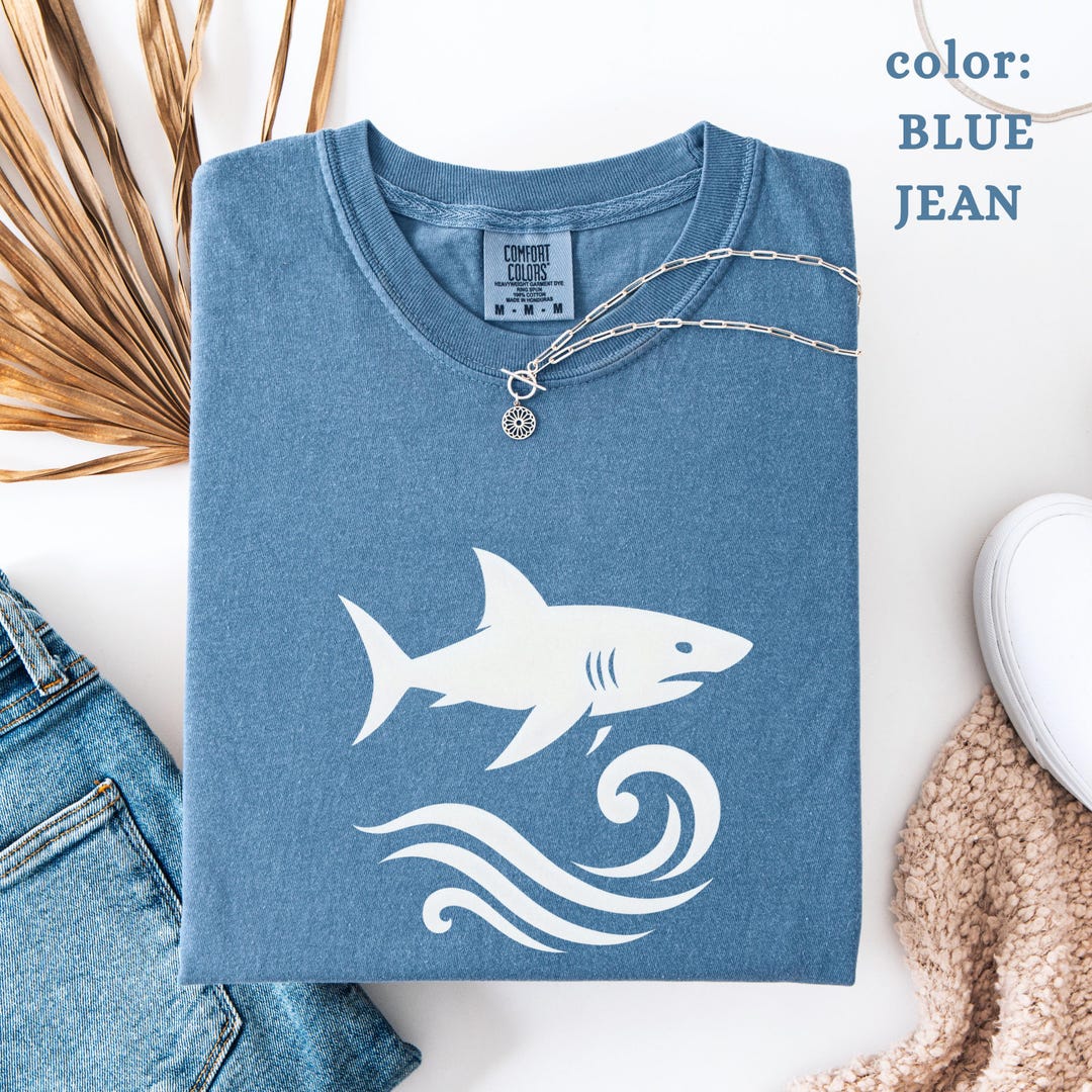 Comfort Colors® Shark Tshirt, Great Wave, Coastal Fashion, Ocean ...