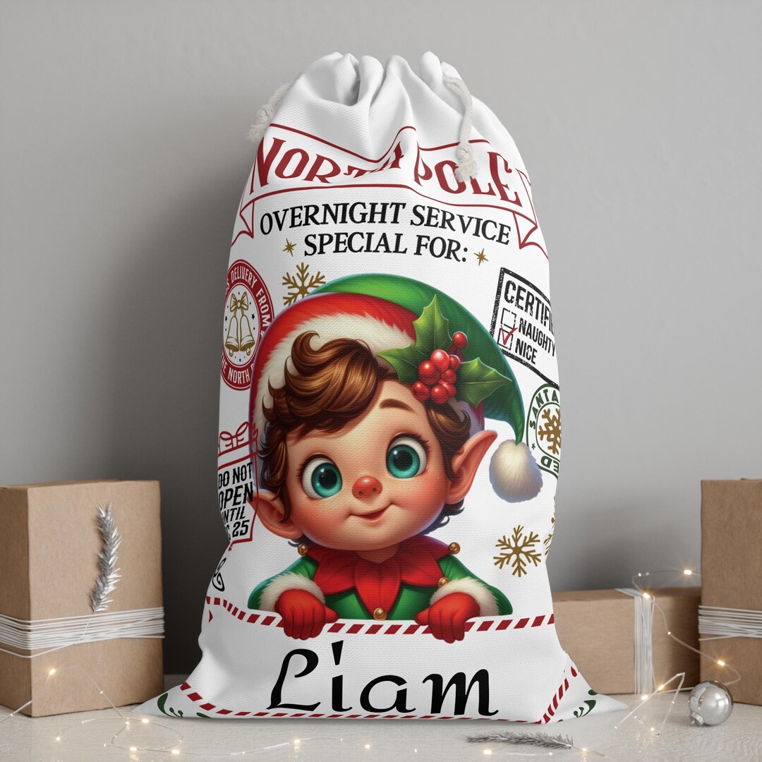 Christmas Sack, Santa Sack, Custom Santa Sack, Santa Claus Bag, Elf ...