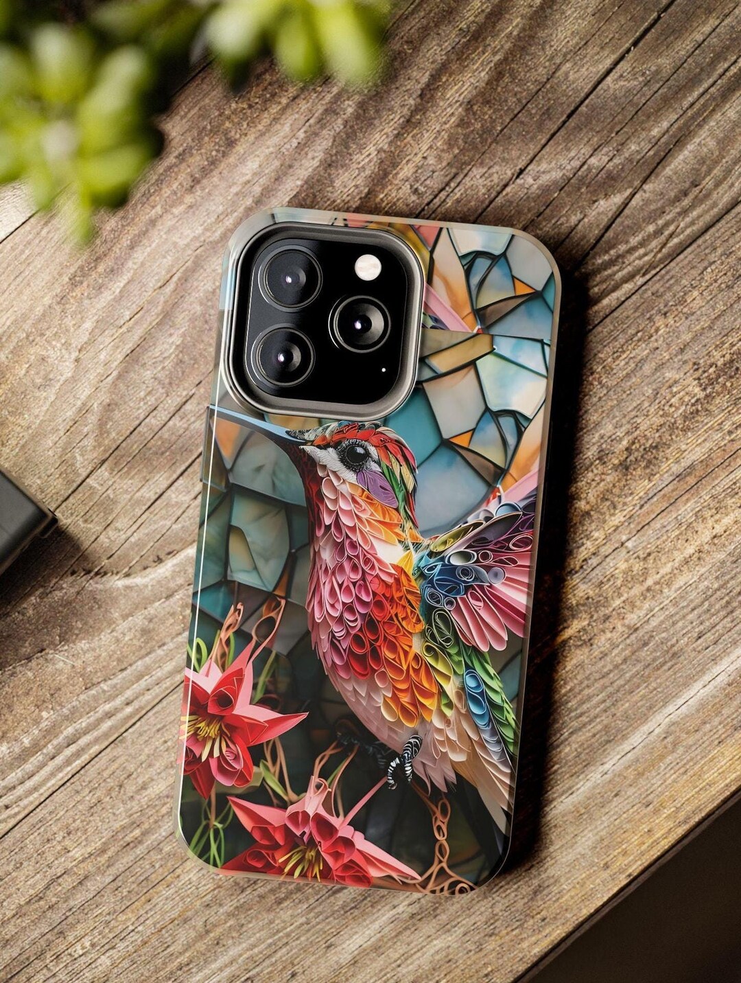 Stained Glass Hummingbirdtough Phone Cases, Colorful Hummingbird Design ...
