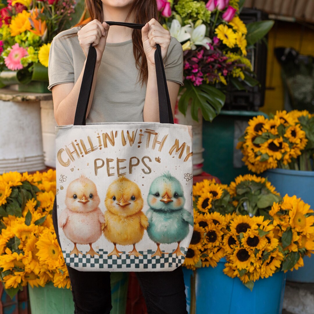 Chillin' With My Peeps Tote Bag, Easter Chick Design - Etsy