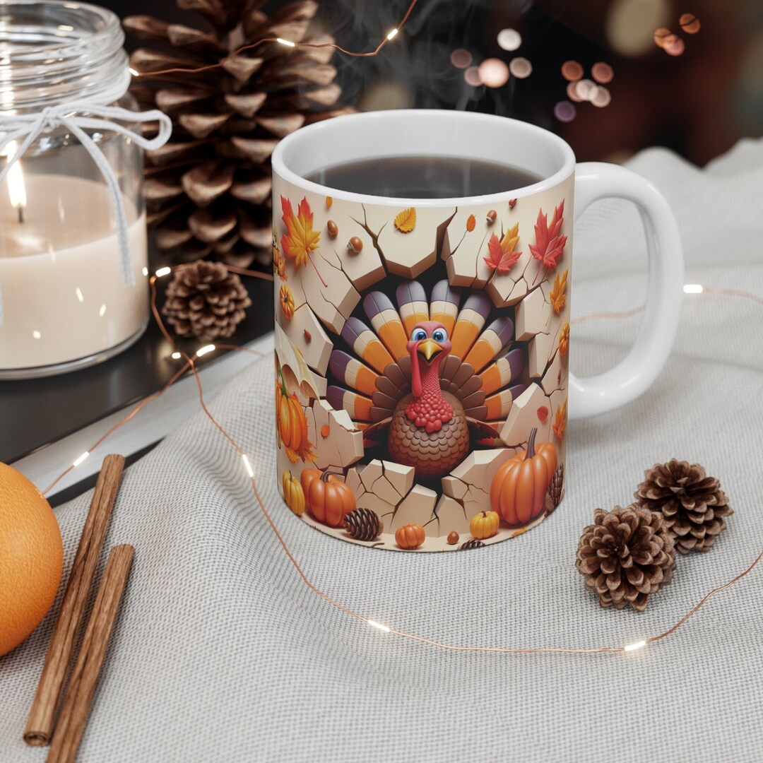 3D Turkey Breakout Thanksgiving Mug: Autumn Coffee Lover Gift - Etsy