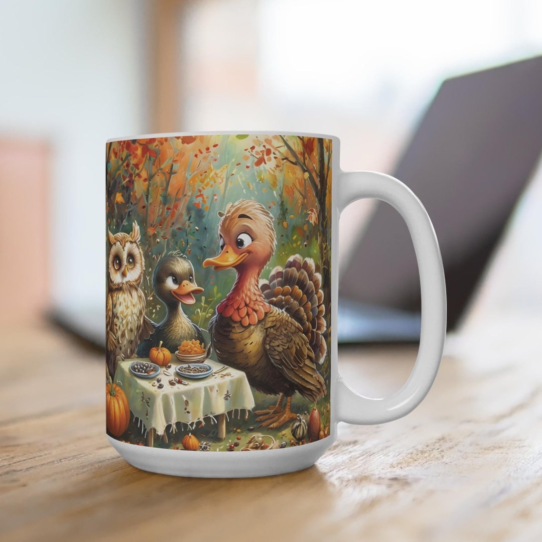 Thanksgiving Mug, Autumn Mug, Owl and Turkey Mug,perfect for ...
