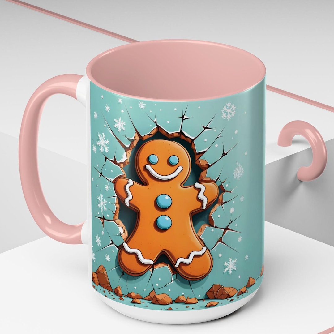 3D Gingerbread Breakout Christmas Mug, Festive Xmas Tea Mug, Seasonal ...