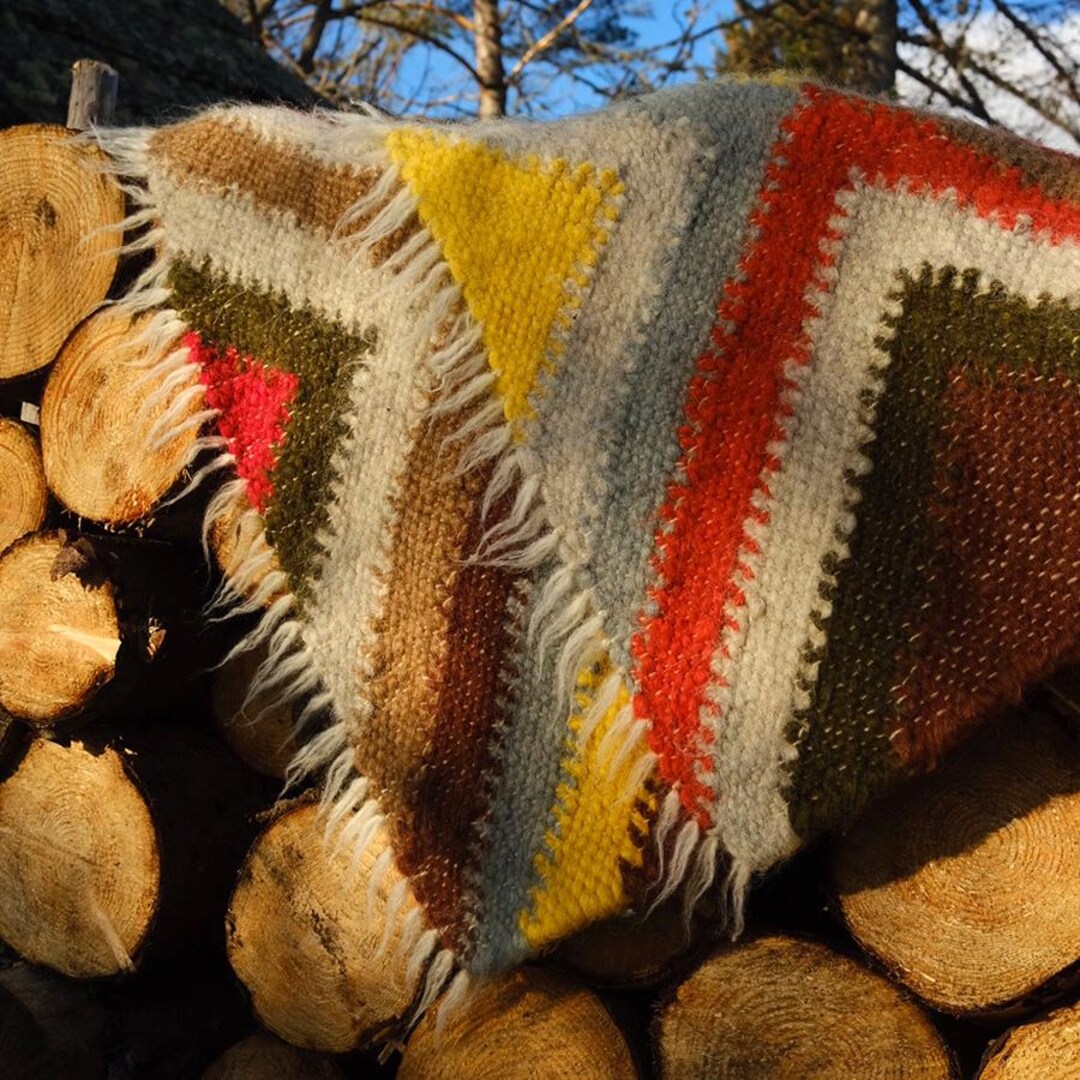 Plaid Rug Bedspread Hutsul Wool Blanket Woven Wool Art Ukraine ECO Home ...