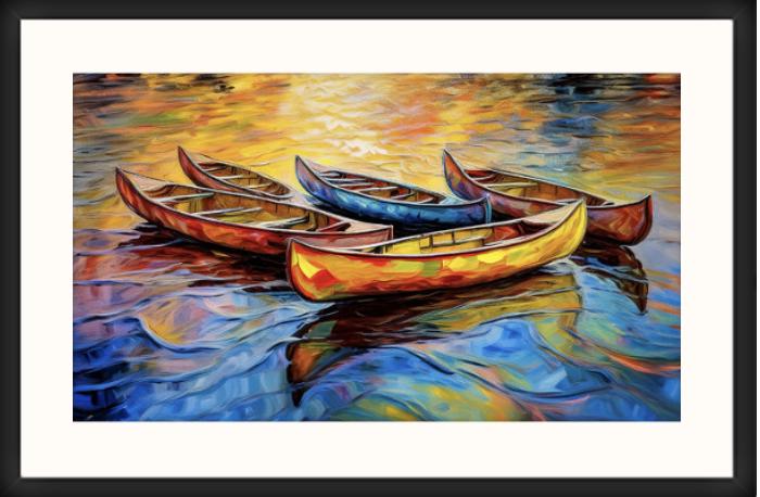 Canoes on a Lake PRINTABLE DOWNLOADABLE DIGITAL Print - Etsy