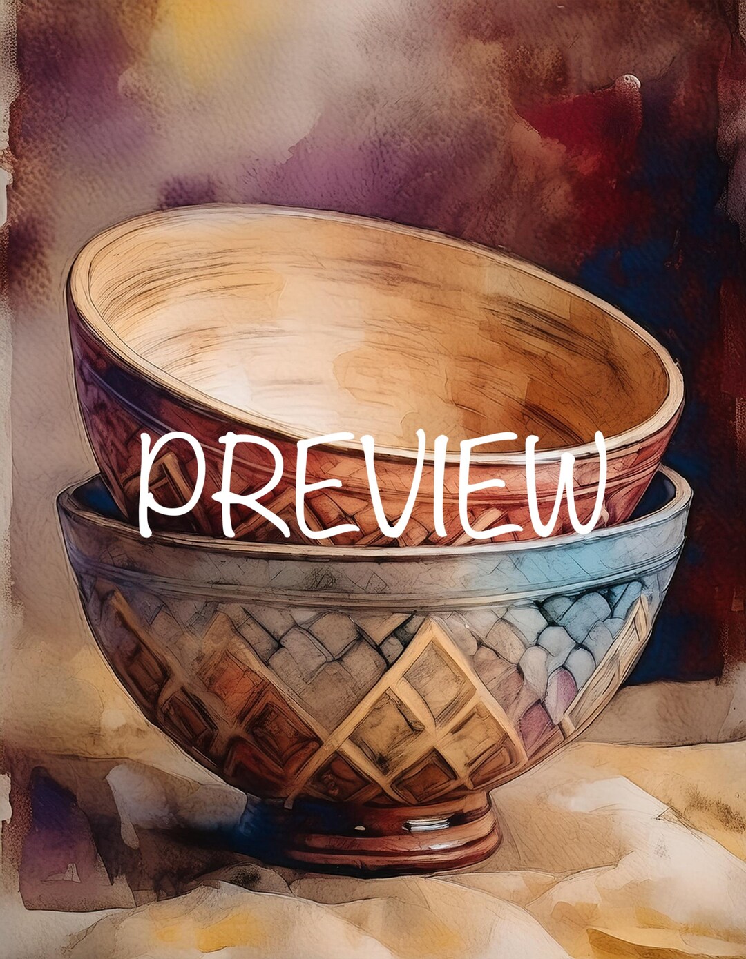 Stacked Wooden Bowls PRINTABLE DOWNLOADABLE DIGITAL - Etsy