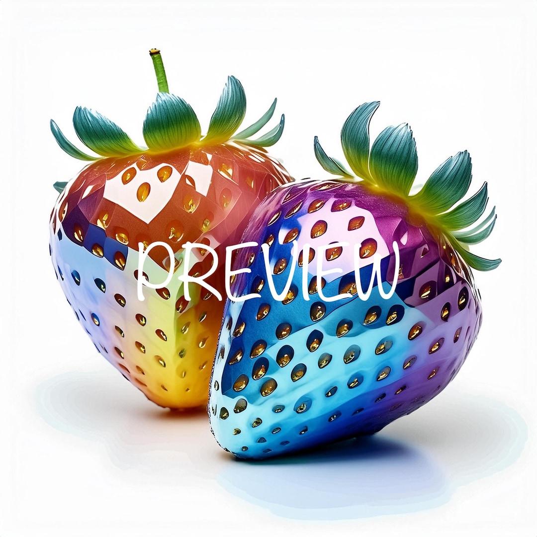 Metallic Rainbow Strawberries PRINTABLE DOWNLOADABLE DIGITAL - Etsy
