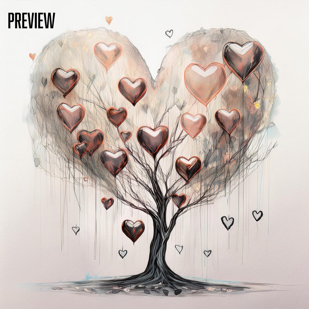 Heart Tree PRINTABLE DOWNLOADABLE DIGITAL Print - Etsy