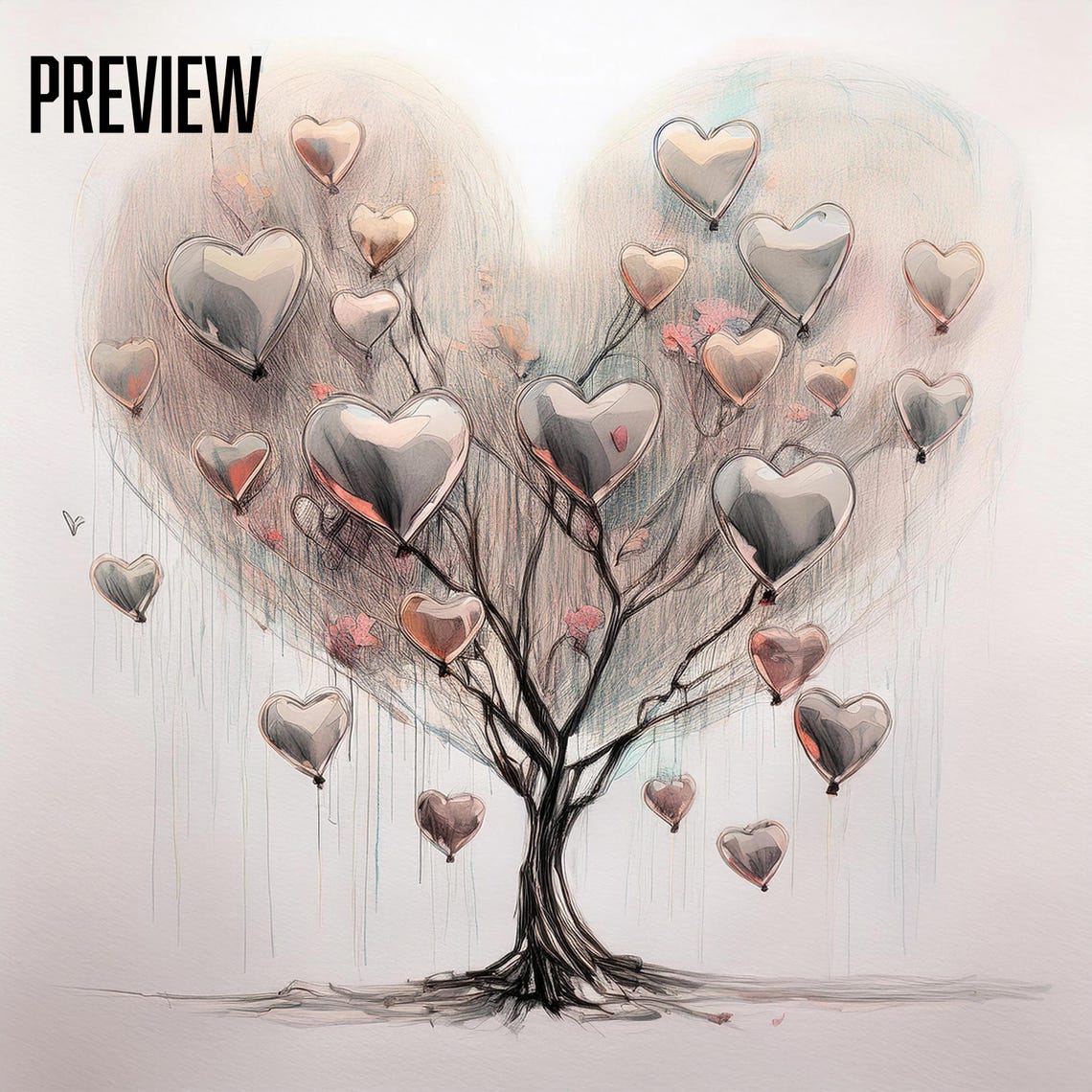 Heart Tree PRINTABLE DOWNLOADABLE DIGITAL Print - Etsy