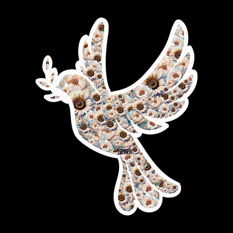 Peony and Sunflower Dove PRINTABLE DOWNLOADABLE DIGITAL Clipart ...