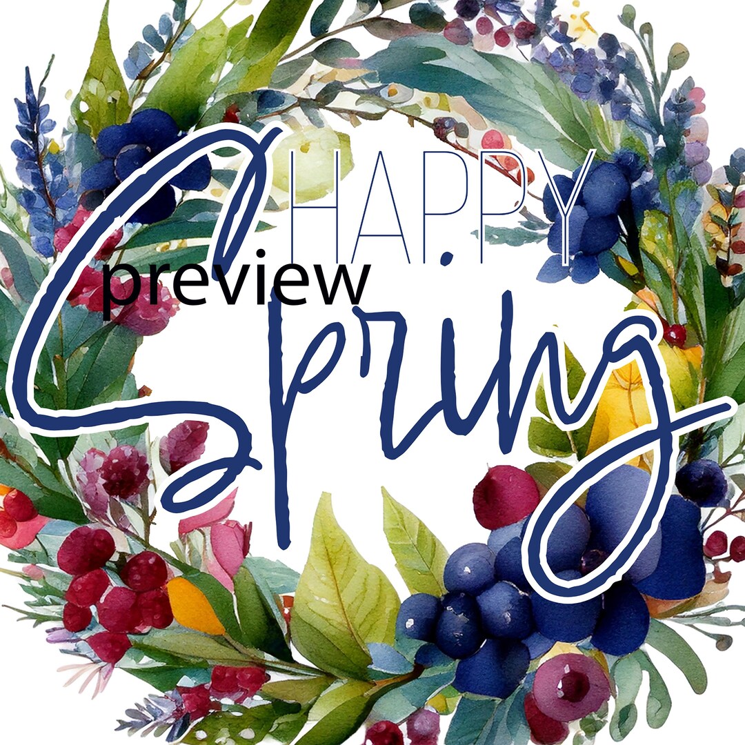 Happy Spring Wreath PRINTABLE DOWNLOADABLE DIGITAL - Etsy